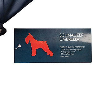 The San Francisco Umbrella Company - Premium Schnauzer Rain Umbrella (Red on Blue) - Strong, Durable, Windproof & Resistant With Fiberglass Ribs Stick Umbrella