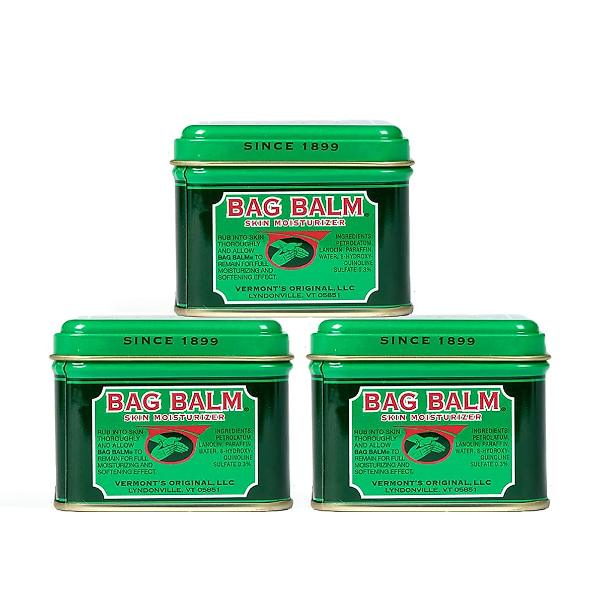 Bag Balm Vermont's Original for Dry Chapped Skin Conditions - Hand & Body (4 Ounce (Pack of 3))