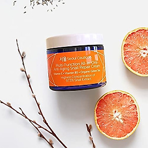 SeoulCeuticals Korean Skin Care 97.5% Snail Mucin Repair Cream - Korean Moisturizer Day Night Cream Snail Mucin Extract - All In One Recovery Power For The Most Effective K Beauty Routine 2oz