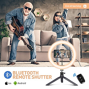 OCROUKI Ring Light with Stand and Phone Holder - Selfie Ring Light with Tripod Stand,3 Lighting Modes and 10 Brightness Levels,for Tiktok,YouTube, Makeup,for Phone and Computer (10.2Inch)