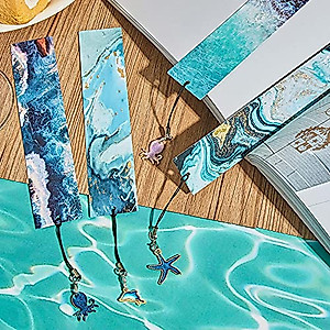 10 Pieces Ocean Bookmarks,Bookmarks for Kids,Page Markers for Students Teachers Reading with 10 Multi Ocean Marine Animal Pendants for Reading Girl Women Children Teen School Classroom Reading Favor