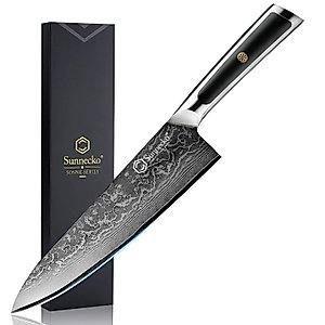 Sunnecko Chef Knife 8 Inch, Damascus Kitchen Knife Japanese Chefs Knife Vg10 High Carbon Stainless Steel