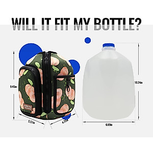 KawaGebo Kamp Neoprene Insulated Gallon Jug Holder with Large Storage Pockets, Portable and Cooling One Gallon / 128OZ Water Bottle Cover Carrier/Pouch Sleeve for Indoor Fitness and Outdoor Sports