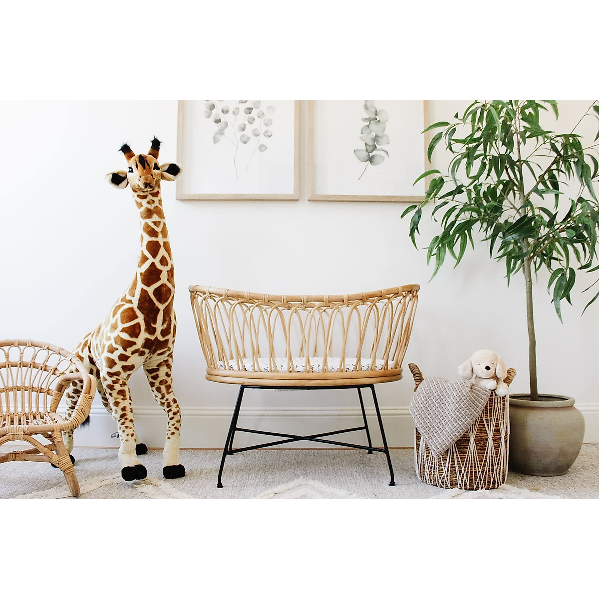 NODNAL CO. Black/White Bassinet Fitted Sheet - 100% Cotton Unisex for Baby Girl/Boy - I Love You, Plaid and Abstract Polka Dots Universal Fitted Cover Sheets (I Love You)