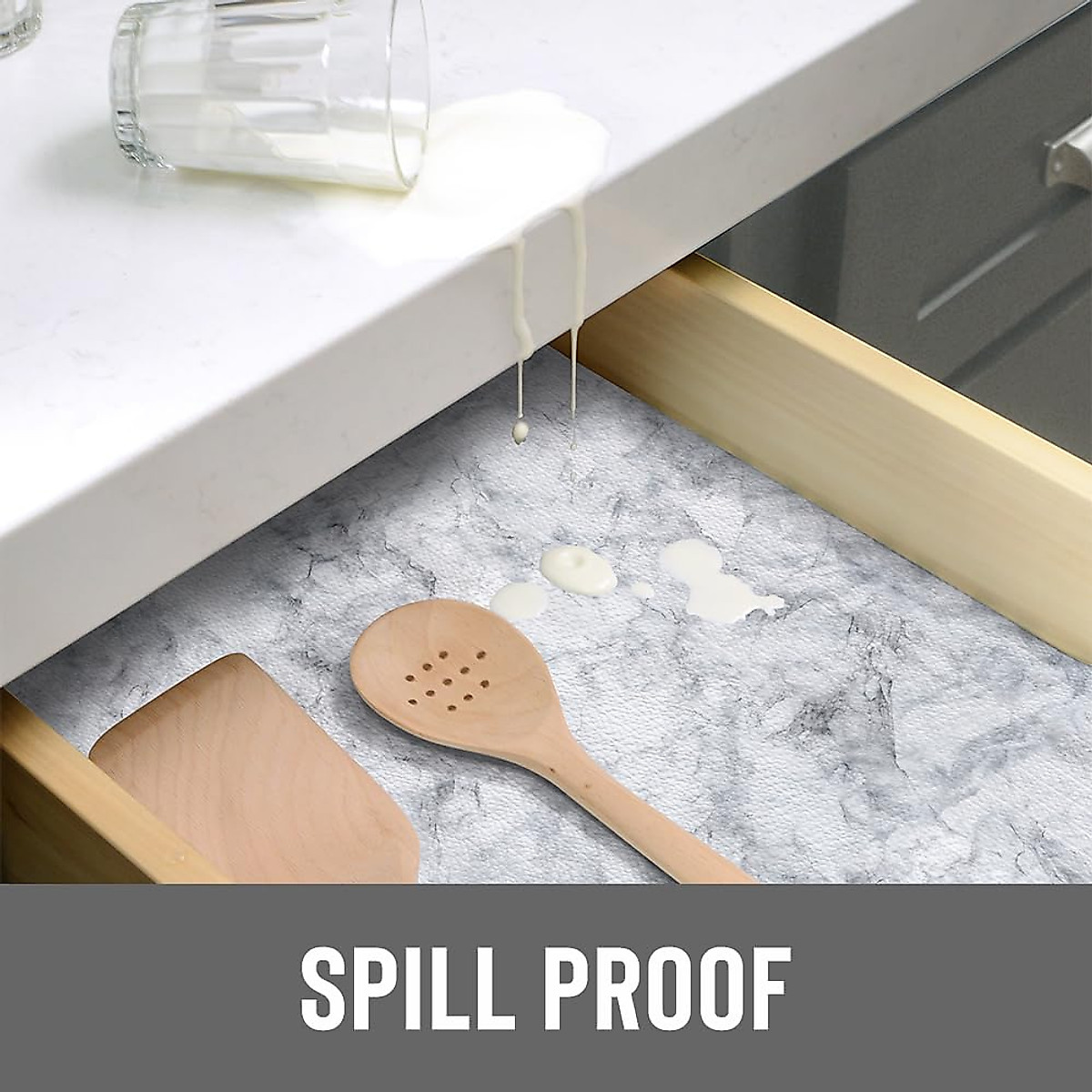 Con-Tact Brand Grip Prints Non-Adhesive Non-Slip Counter Top, Drawer/Shelf Liner, 12" x 20', Carrara Marble