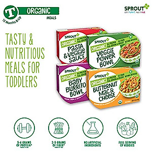 Sprout Organic Baby Food, Toddler Meals, Macaroni Pasta with Vegetarian Tomato Sauce, 5 Oz Bowl (8 Count)