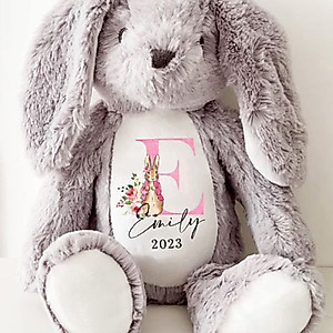 KAKU HOME Personalised My First Easter Gift Bunny with Name，The Plush Rabbit That Accompanies The Child