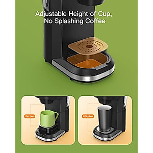 Hot and Iced Coffee Maker for K Cups and Ground Coffee, 4-5 Cups Coffee Maker and Single-serve Brewers, with 30Oz Removable Water Reservoir, 6 to 24Oz Cup Size, Pot and Tumbler Not Included, Black