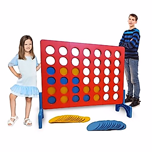 Bolaball Giant 4 in a Row Outdoor Wooden Game with Travel Bag, Extra Large Family Fun Lawn & Yard Games, Jumbo Game for Adults & Kids (Tabletop - Pack of 1)