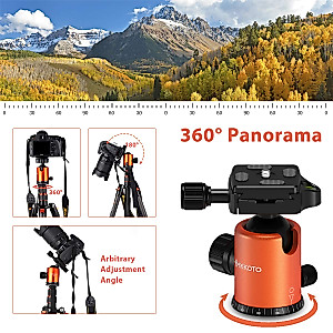 GEEKOTO 79 inches Carbon Fiber Camera Tripod Monopod with 360 Degree Ball Head 1/4 inch Quick Shoe Plate Professional Tripod Load up to 26.5 pounds