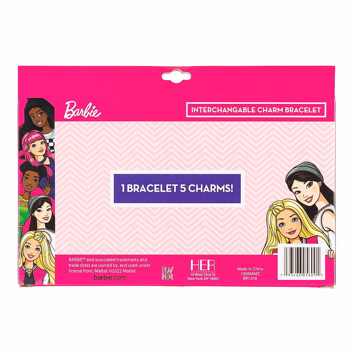 LUV HER Barbie Girls Add A Charm Box Set with 1 charm bracelet & 5 interchangeable charms - Ages 3+