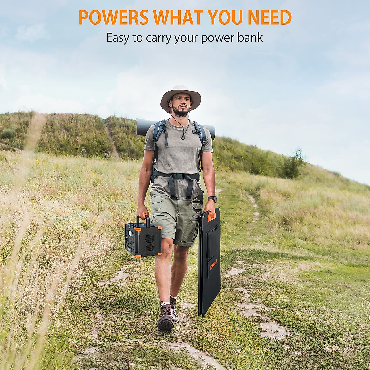 GRECELL 1000W Portable Power Station With 2x 100W Solar Panels, 999Wh Backup Lithium Battery, Pure Sine Wave AC Outlet, 60W PD Quick Charge Solar Generator Set for Outdoor Emergency Camping Travel