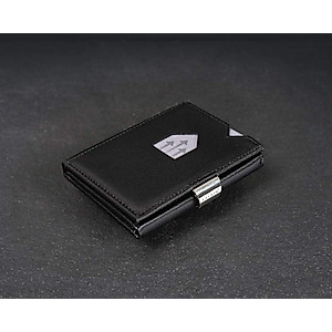 EXENTRI Leather Trifold Wallet - RFID Blocking w/Stainless Steel Locking Clip (Black)