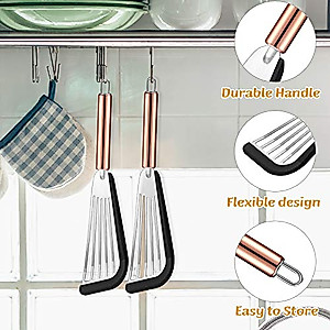 Slotted Spatula Flexible Stainless Steel Spatula with Silicone Top Soft Edge Slotted Spatula Turner with Golden Handle (2, Black)