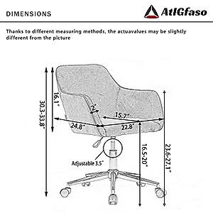 AtIGfaso with Wheels Ultra-Soft Plush Swivel Chair with Adjustable Height and 360-Degree Rotation,Combing Chair Ideal for Home Office or Bedroom, Ergonomic Design, Gold Base, Cream White Color