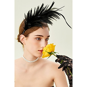 BABEYOND Fascinator Hats for Women Feather Headband Kentucky Headpiece Gatsby Derby Hat for Cocktail Wedding Tea Party