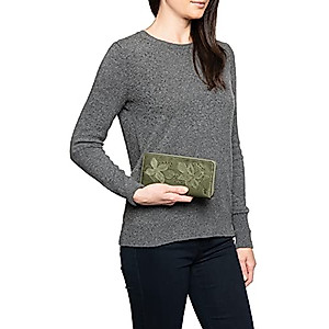 Frye Melissa Studded Floral Zip Wallet, Wild Sage