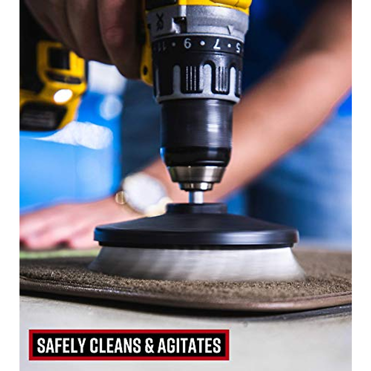 Adam's Carpet Drill Brush Combo - A Cleaning Tool Attachment for Scrubbing/Cleaning Carpet, Upholstery, Leather Seats & Chairs, Floor Mats, Trunk, Furniture, Interior Boat, RV & Car Accessories