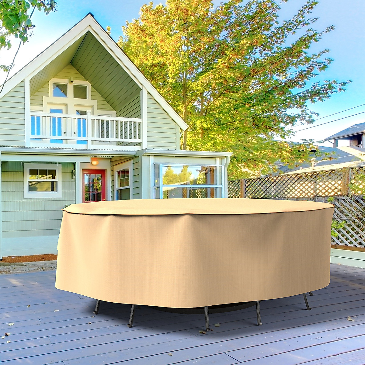 Budge Sedona Oval Patio Table & Chairs Combo Cover, Tan, Extra Large