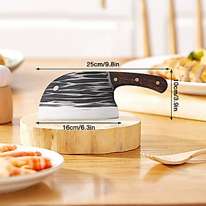 Dragon Bone Heavy Cutting Knife, 2023 Carbon Steel Bone Cutting Knife with Non-Slip Wood Handle, Premium Professional Butcher Chopper for Home Kitchen and Restaurany (Wenge Wood Handle)