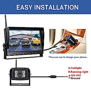 ZEROXCLUB 10'' 1080P Wireless Backup Camera System, 10 Inch DVR Quad Split Monitor Wireless Rear Side View Cameras, IP69 Waterproof Digital Signal Record System for RV/Truck/Trailer/Camper-BW104SL