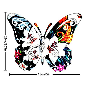 Ygreenparty 4 Pieces Metal Butterfly Wall Art Decor Colorful Butterfly Hanging Wall Sculpture Garden Wall Decor for Bedroom Living Room Office Indoor Outdoor Boho Decor