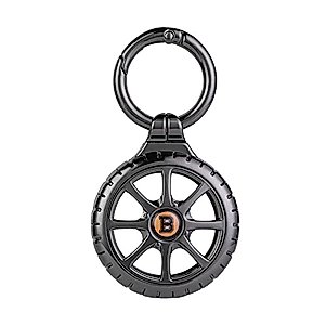 AirTag Metal Keychain Case, Metal Magnetic Key Ring Holder Accessories Secure Holder Protective Cover for Apple Airags Lightweight , Anti-Scratch, Easy Installation for Luggage, Keys, Dog Collar-Black