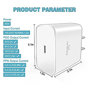 45W Super Fast Charger Type C,Samsung Fast Charger for iPhone 14/14 Pro/14 Pro Max/Samsung Galaxy S22 Ultra/S22+/S22/S21 Ultra/S21 Plus/S21/S20