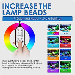 Gamalta Aquarium Light, 14W 24/7 Natural Mode - Sunrise/Daylight/Moonlight Mode and Custom Mode with Expandable Bracket, Adjustable Timer and 7 Color Brightness for 12~18IN Fish Tank
