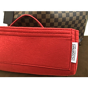 AlgorithmBags designed for Louis Vuitton LV Graceful, Purse Organizer Insert with zippers, 3mm Felt Shaper Liner Divider Protector (Red, PM)