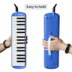 MUSICUBE Melodica for Kids 32 Keys Melodica Instrument Air Piano Keyboard with 1 Long Tube, 1 Short Mouthpiece for Beginners Students, Musical Gift for Boys & Girls (Blue)