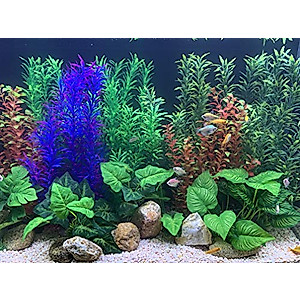 2 Pcs Artificial Water Plants, Fish Tank Aquarium Decorations, Made of Soft Plastic