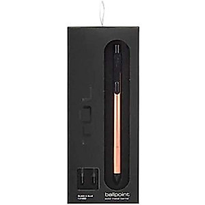 TUL® Fine Writing Solid Metal Barrel Ballpoint Pen With 2 Refills, Medium Point, 1.0 mm, Rose Gold Barrel, Black/Blue In