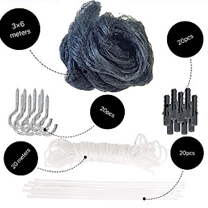 AIYGO Cat Netting Balcony Pet Mesh Fence for Balcony Black Nylon Balcony Netting for Pets Anti-Fall Cat Net for Balcony and Windows（10 * 20ft）