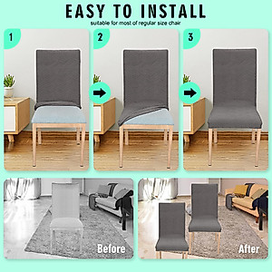 Dining Room Chair Covers Set of 4, Stretch Parsons Chair Slipcover Removable Washable Kitchen Chair Protector for Dining Room Hotel (Dark Gray)