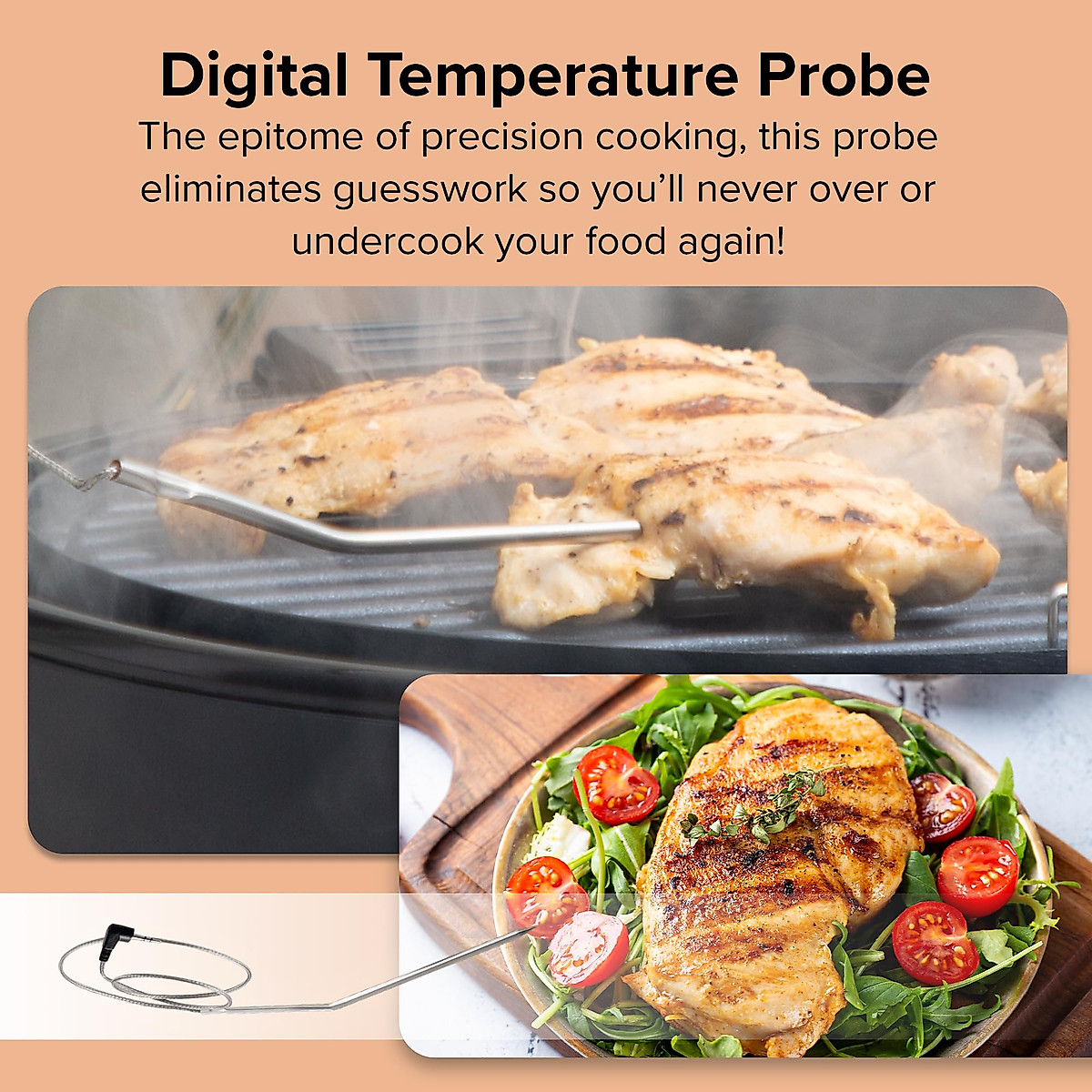 Nuwave Infra-Red Primo Grill Oven, Integrated Smart Thermometer, Nonstick Grill Bottom & Convection Top for Surround Cooking, Cook Fresh or Frozen, Durable Power Dome Included