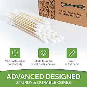 Dog Q Tips - 200pcs - 6'' Long Bamboo Cotton Swabs for Dog Ear Cleaning - Large 0.35'' Cotton Tips, Biodegradable & Eco-Friendly - Ear Swabs for Dogs, Professional Pet Ear Cleaning for Dogs and Cats.