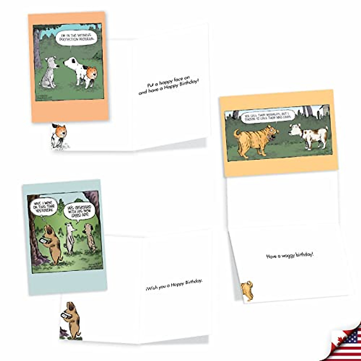 NobleWorks - 10 Assorted Happy Birthday Cards - Funny Bday Greeting Cards with Cartoons, Bulk Boxed Notecard Set - Dog Days A2665BDG