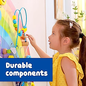 SPARK & WOW Rainbow Activity Wall Panels - Ages 18m+ - Montessori Sensory Wall Toy - 10 Activities - Busy Board - Toddler Room Décor