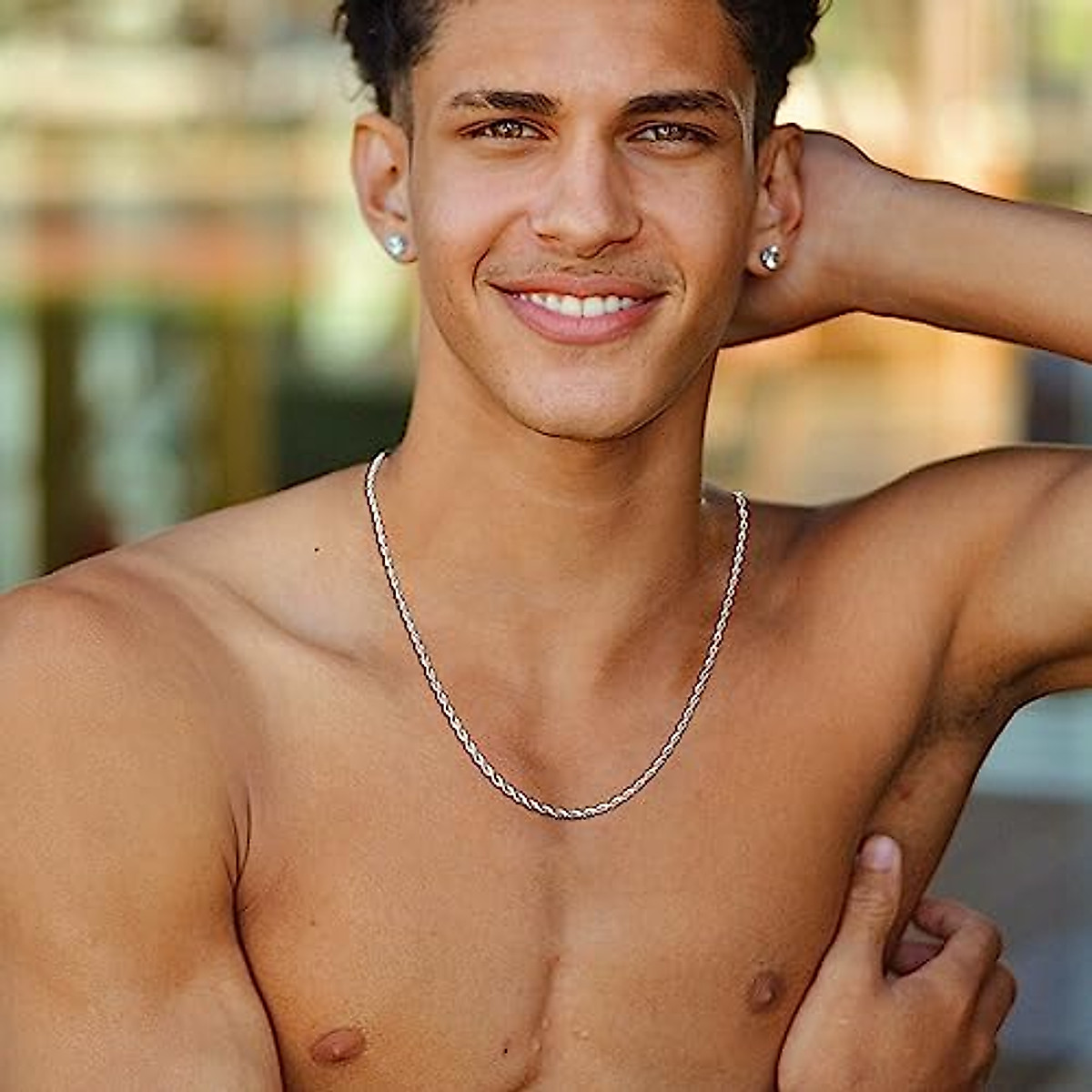 Silver Chain Necklace Men, 22 Inch Silver Rope Chain Cross Necklace for Men Silver Chain for Men Pendant Necklace Chains for Men Silver Cross Necklaces for Men Boys Silver Necklace for Men Women