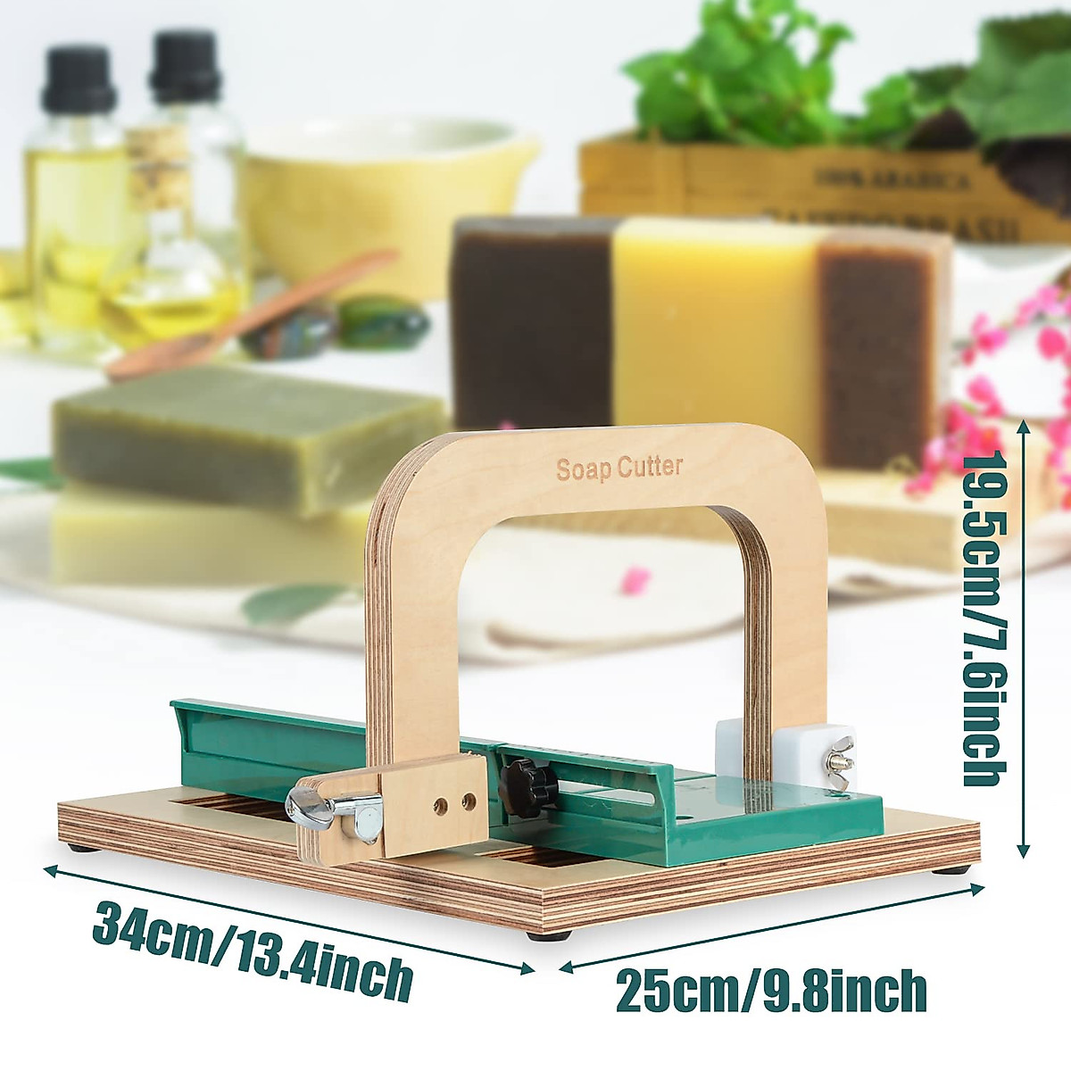 Soap Cutter with Adjustable Cutting Wire, Soap Slicer Tool for DIY Soap, Cheese, Butter, Cake, Bread Making (Wooden)