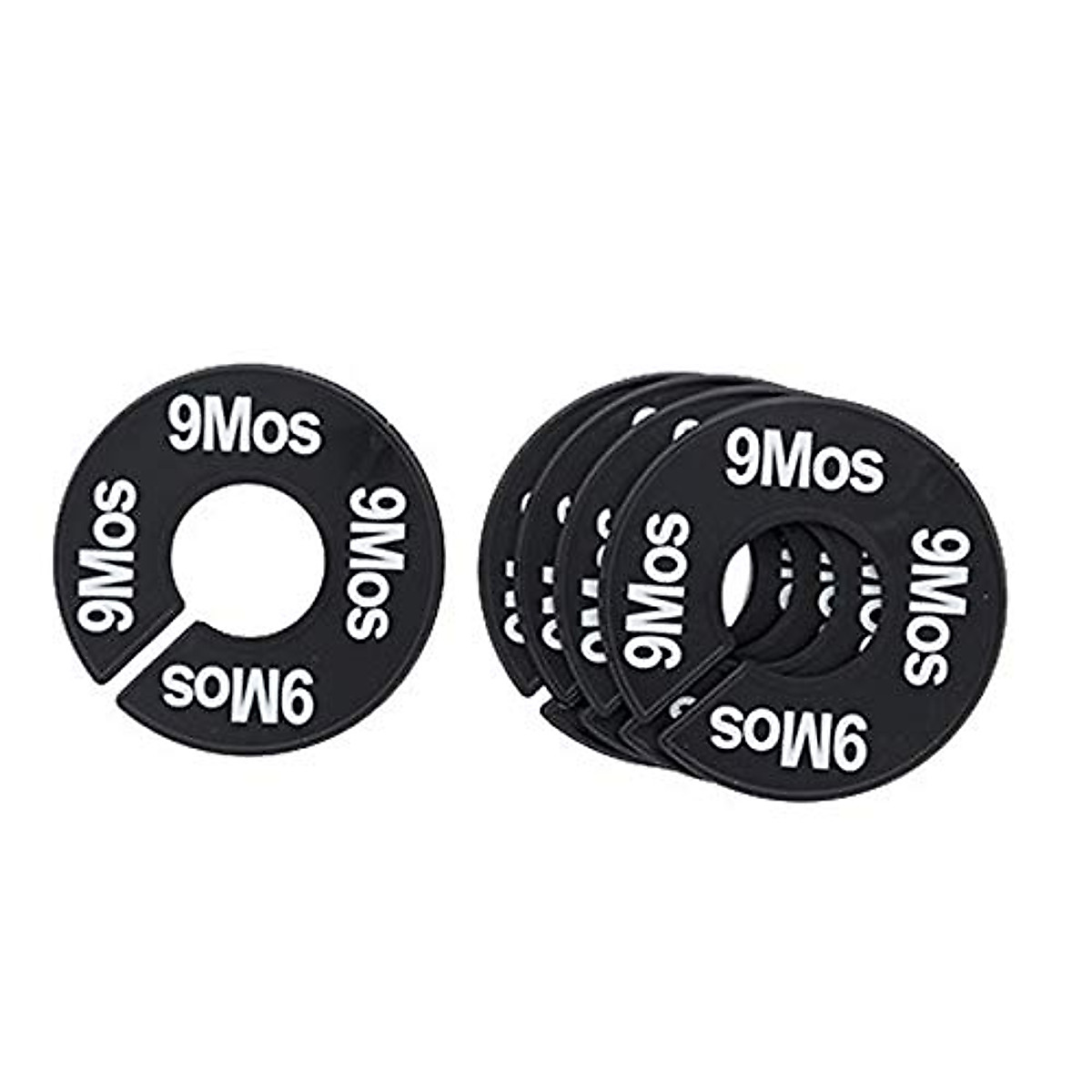 NAHANCO CBWKIT6 Black Round Clothing Size Divider with White Print for Baby/Kid Sizes, 3Mos – 4T, Kit of 50 (10 Sizes of 5 Each)