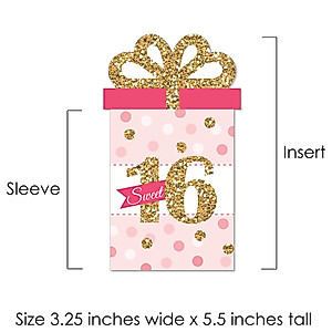 Big Dot of Happiness Sweet 16-16th Birthday Party Money and Gift Card Sleeves - Nifty Gifty Card Holders - Set of 8