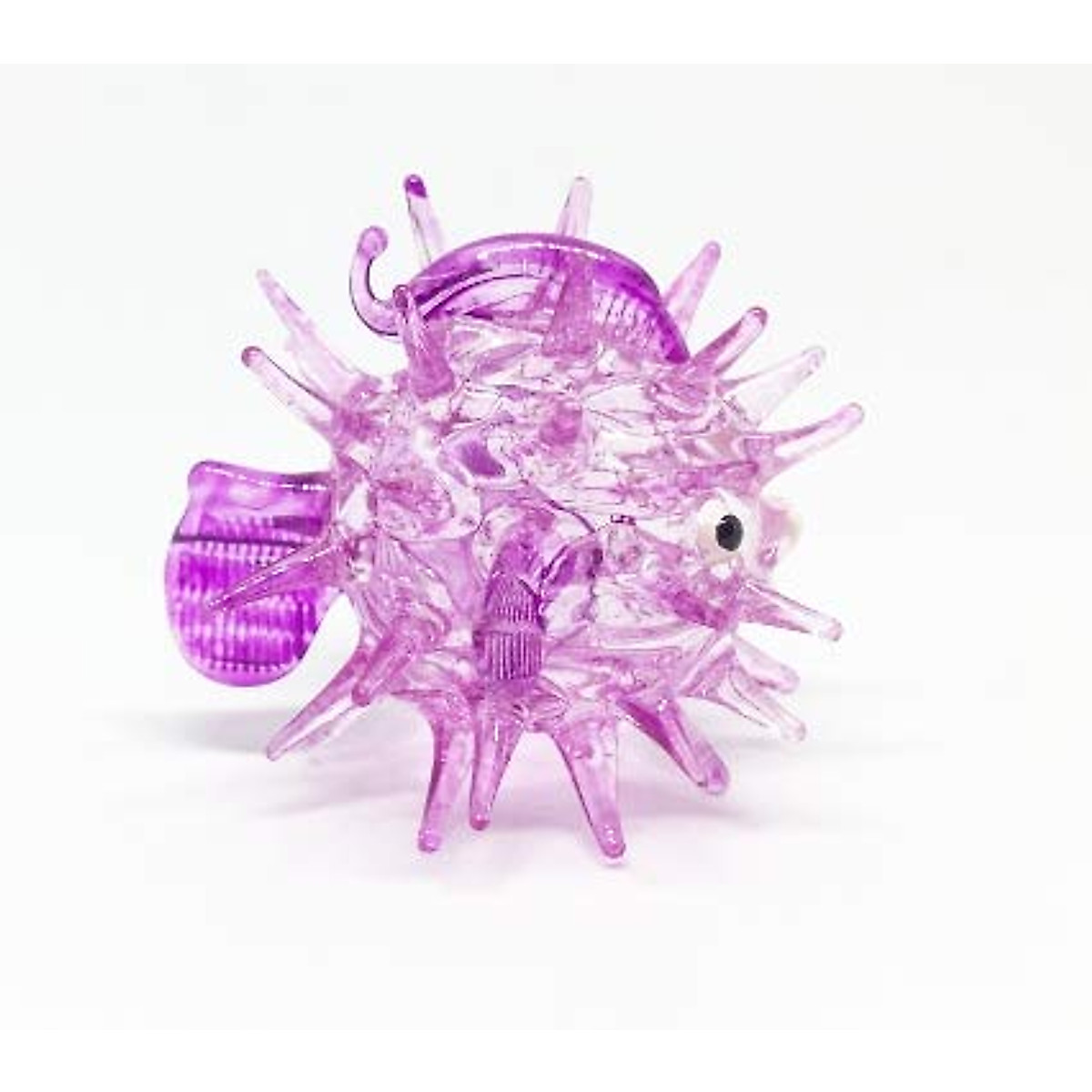 Studio one Aquarium Coastal Sea Animal Figurine Art Glass Blown Purple Puffer Fish Figurine Collection Best Gift