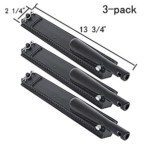 GGC Cast Iron Burner Replacement for Charbroil 463230203, 461230403, 463240804, 463261406, Thermos, Centro, Kirkland, Front Avenue and Others Grill Models, 3-Pack Grill Pipe Burner(13 3/4'' x 2 1/4'')