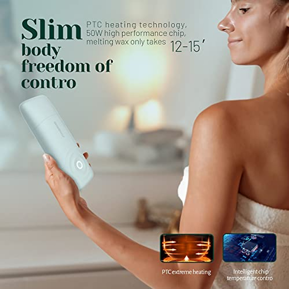 Waxfans Roll on Wax Kit for Hair Removal,Wax Warmer for Hair Removal，at Home Waxing Kit for Women，Wax RollerKit，Wax Kit for Full Body,Rose Wax Roller