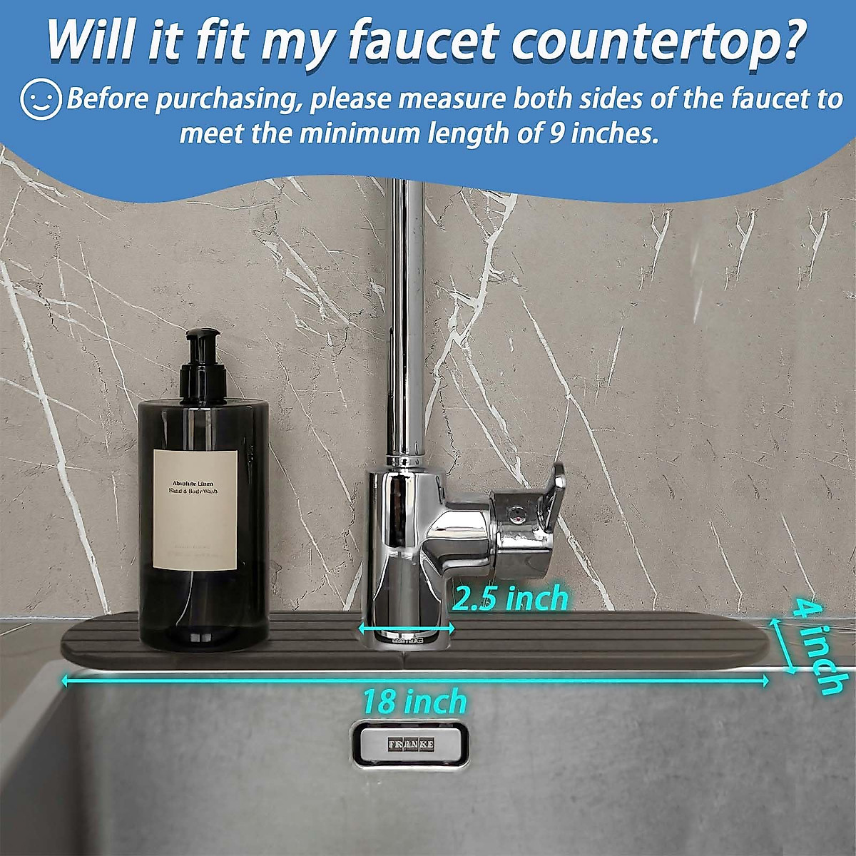 Laidawoo Kitchen Faucet Absorbent Mat, Diatomite Splash Guard for Sink Faucet, Faucet Mat for Kitchen Sink, Diatomaceous Earth Fast Drying Stone Sink Tray,Quick-Drying Water Absorbing Stone Tray