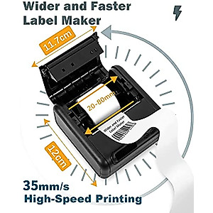 Thermal Label Maker Printer Mini - M200 Thermal Label Printer Bluetooth Wireless Support up to 3inch / 80mm Label with 3 Roll 50x80mm Thermal Labels, 100PCS/Roll