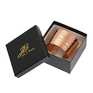John S. Brana Copper Bark Cuff Bracelet Handmade Jewelry - 100% Uncoated Solid Copper (6.5 Inches)