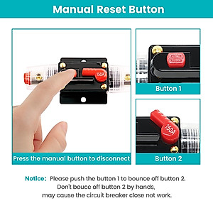 NuIth 150A Audio Inline Circuit Breaker with Manual Reset 12-24V, 4-12 AWG 150 AMP Circuit Breaker Inline Fuse for Car AutomotiveAudio Amplifier System Protection Marine Truck RV Home, 2PCS